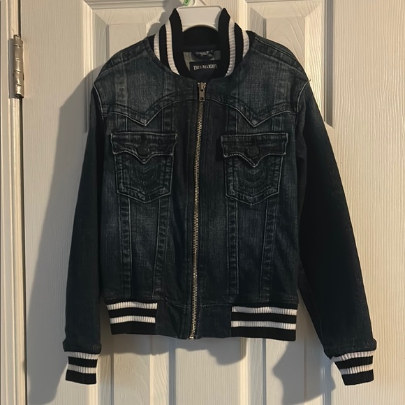 True Religion | Jackets & Coats | True Religion Blue Denim Varsity ...